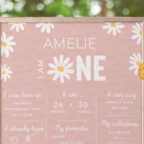 Daisy Birthday Girl Chalkboard Sign Editable Poster Retro - Etsy