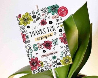 Printable Teacher Appreciation Flower Gift Tag - Etsy