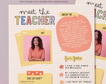 Editable Meet the Teacher Back to School Math Canva Template Letter ...