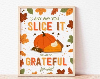 Thanksgiving Grateful for You Pie Sign, Fall Appreciation Decor, Fall ...