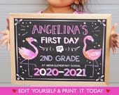 INSTANT DOWNLOAD EDITABLE Flamingo First Day of School Sign - Etsy