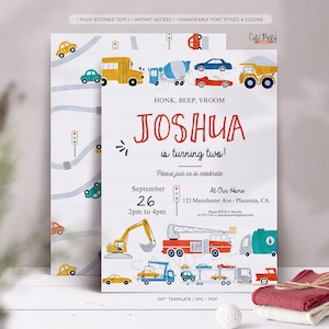 Editable Transportation Birthday Wall Banner, Printable Truck Car ...