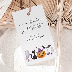 Modern Halloween No Tricks Just Treats Gift Tag, Teacher Staff ...