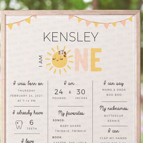 Little Sunshine Birthday Girl Chalkboard Sign Editable - Etsy