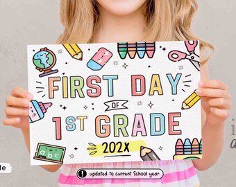Boy First Day of 1st Grade Sign 1st Day of School Printable First Day ...