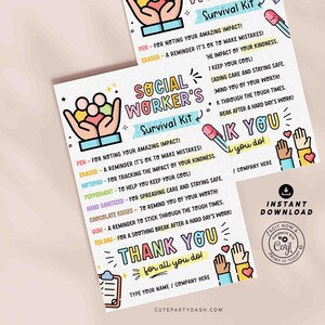 Social Worker's Survival Kit Gift Tags Printable INSTANT DOWNLOAD ...
