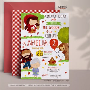 Little Red Riding Hood Birthday Party Invitation, INSTANT DOWNLOAD ...