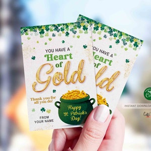 You Have a Heart of Gold Gift Tag, Happy St. Patrick's Day Printable ...