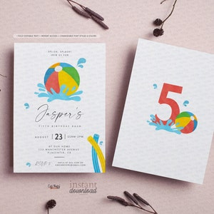 Minimalist Pool Party Birthday Invitation Swimming Pool - Etsy