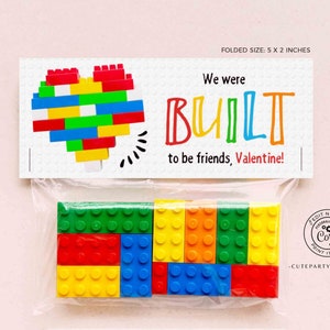 EDITABLE Built to Be Friends Valentine's Day Bag Topper, Printable Kids Classroom Bricks Tag ...