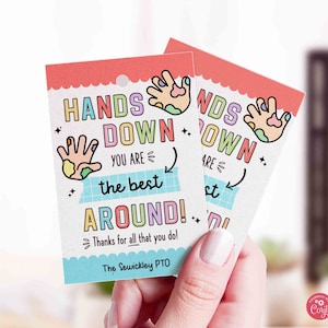 Editable Hands Down You Are the Best Around Gift Tag, Printable Staff ...