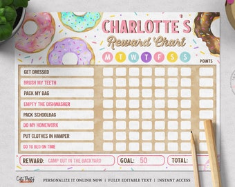 Donut Reward Chart for Kids, Printable Instant Digital Download ...