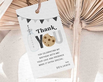 Cookie Party Favors, Cookies and Milk Birthday, Printable Thank You ...