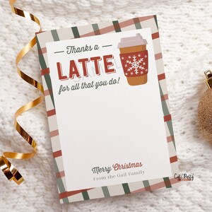 Editable Thanks a Latte Christmas Coffee Gift Card Holder Template ...