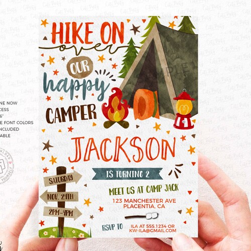 Camping Birthday Invitation Campfire Tent Camp Out Birthday - Etsy