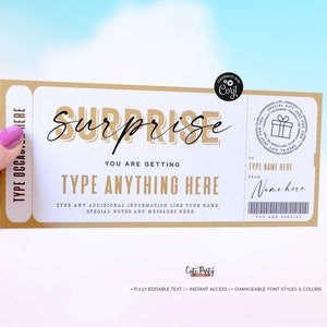 Birthday Surprise Gift Certificate Template Experience - Etsy