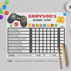 Editable Video Game Reward Chart, Printable Videogame Incentive Chore ...