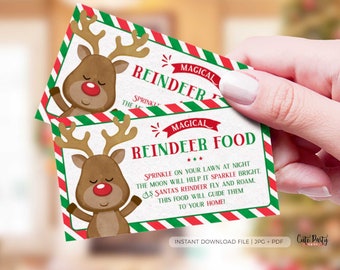Printable Reindeer Food Tags PDF, Instant Download Christmas Fun for ...