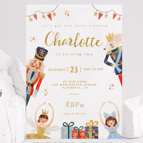 Editable Nutcracker Birthday Invitation Ballet Christmas - Etsy