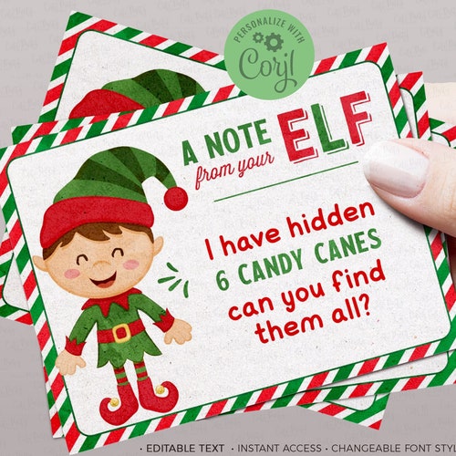 EDITABLE Christmas Elf Note Cards Elf Activity Cards - Etsy