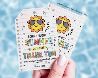 Editable School is Out Summer is Here Gift Tag, Have a Great Summer Tag ...