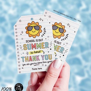 School is Out Summer is Here Gift Tag Editable Have a Great Summer Tag ...