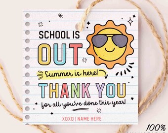Editable School is Out Summer is Here Gift Tag, Have a Great Summer Tag ...