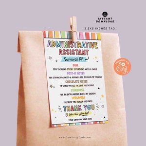 Administrative Assistant Survival Kit Tag: Printable Thank You Card ...