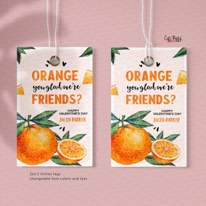 INSTANT DOWNLOAD, Orange Valentine's Day Tags, Valentine's Card for ...