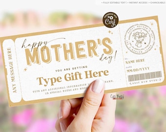 Mother's Day Dinner Date Coupon Voucher INSTANT DOWNLOAD EDITABLE Text ...