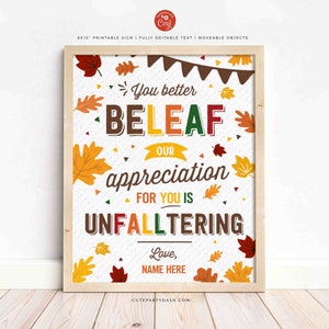 Fall Appreciation Sign Printable Thanksgiving Decor INSTANT DOWNLOAD ...