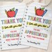 Teacher Appreciation Gift Tag Thank You for All You Do School Pto ...