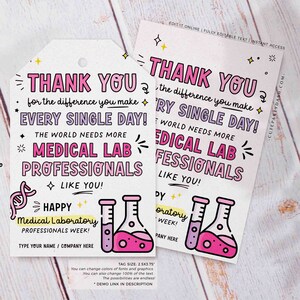 Lab Week Gift Tags Printable INSTANT DOWNLOAD Editable Lab Week ...