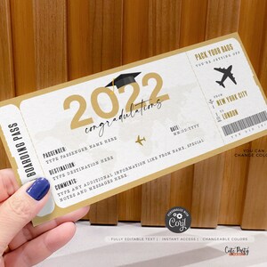 Editable Graduation Boarding Pass Template Surprise Trip Gift | Etsy