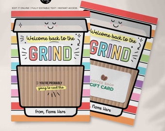 PRINTABLE Back to School Coffee Teacher Gift Card Holder - Etsy