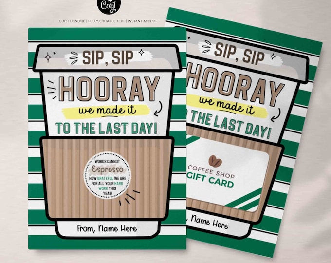 Latte Valentine Gift Tag Printables, Teacher Gift, Co-worker Gift ...