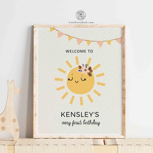 Little Sunshine Birthday Welcome Sign, Printable Editable Sunshine ...