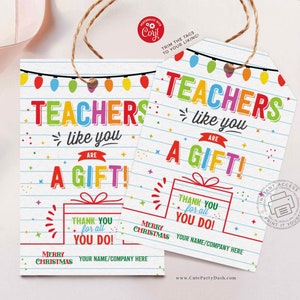 Christmas Teacher Thank You Tag, Holiday Appreciation Gift Tags ...