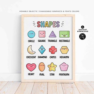 Printable Shapes Poster INSTANT DOWNLOAD Back to School Educational ...