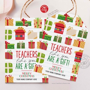 Christmas Teacher Thank You Tag, Holiday Appreciation Gift Tags ...