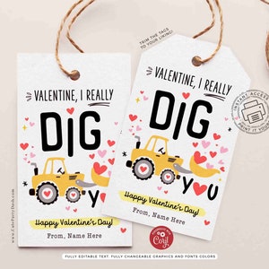 I Dig You Valentine's Day Kids Classroom Tags Printable INSTANT ...