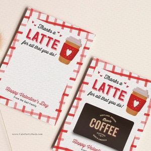 Editable Thanks a Latte Valentine's Day Coffee Gift Card Holder ...