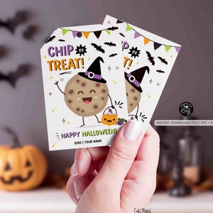 EDITABLE Chip or Treat Halloween Cookie Tag INSTANT DOWNLOAD Trick or ...
