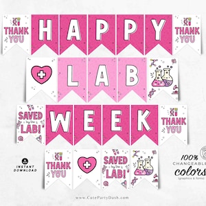 Pink Lab Week Banner Printable INSTANT DOWNLOAD Editable Medical ...