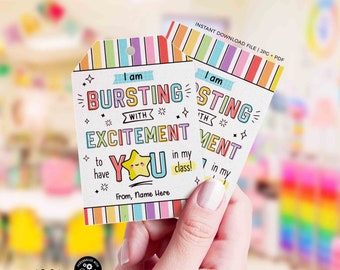 Bursting With Excitement Bag Topper, DIGITAL EDITABLE DOWNLOAD, School ...