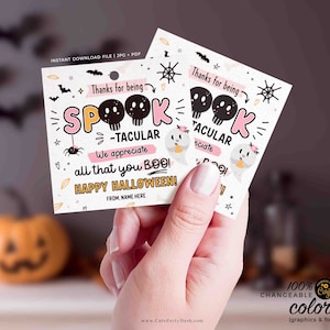 Halloween Appreciation Printable Gift Tags Thanks All You Boo INSTANT ...