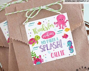 Editable Girl Under the Sea Tags Ocean Birthday Decorations - Etsy