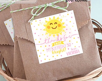 Printable DIY Labels Sunshine Party Favor Tags Sun Baby Shower Favor ...