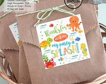 Editable Sea Favor Tags Under the Sea Girls Birthday Decor Beach Party ...