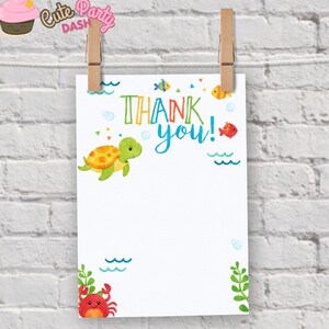 INSTANT DOWNLOAD - Under the Sea Thank You Card Under the Sea Favor ...